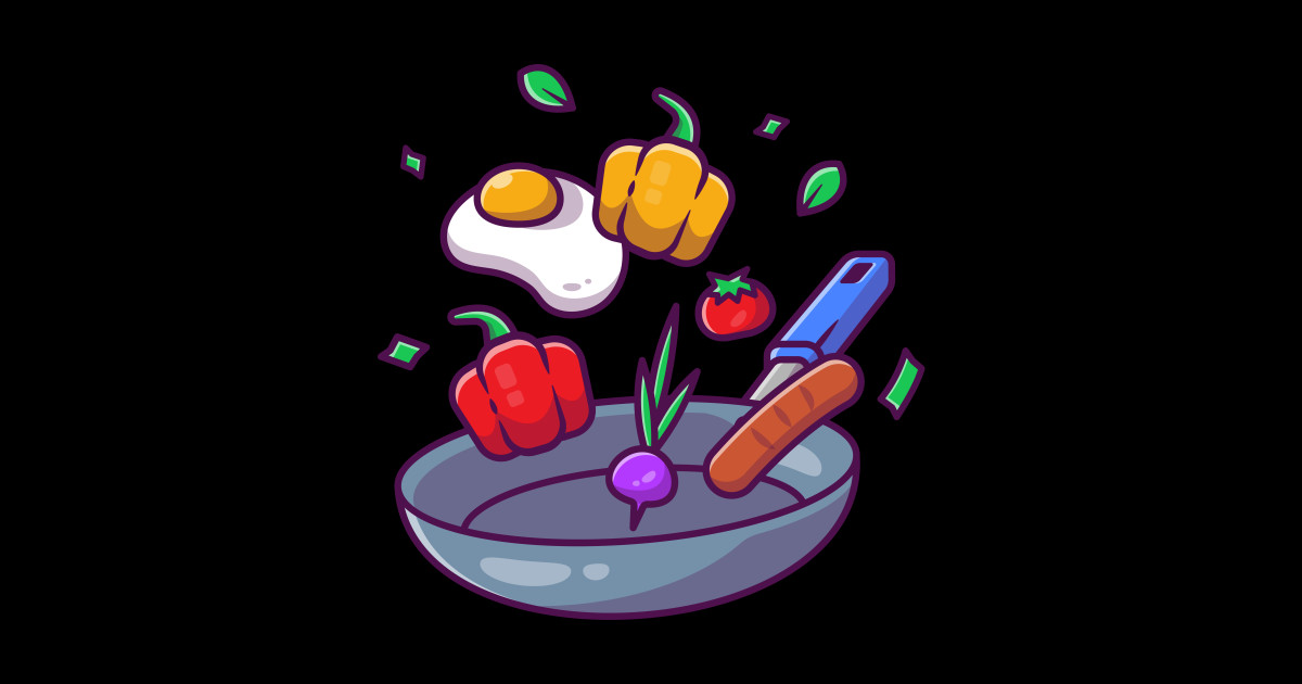 Cooking On Frying Pan - Cooking - Sticker | TeePublic