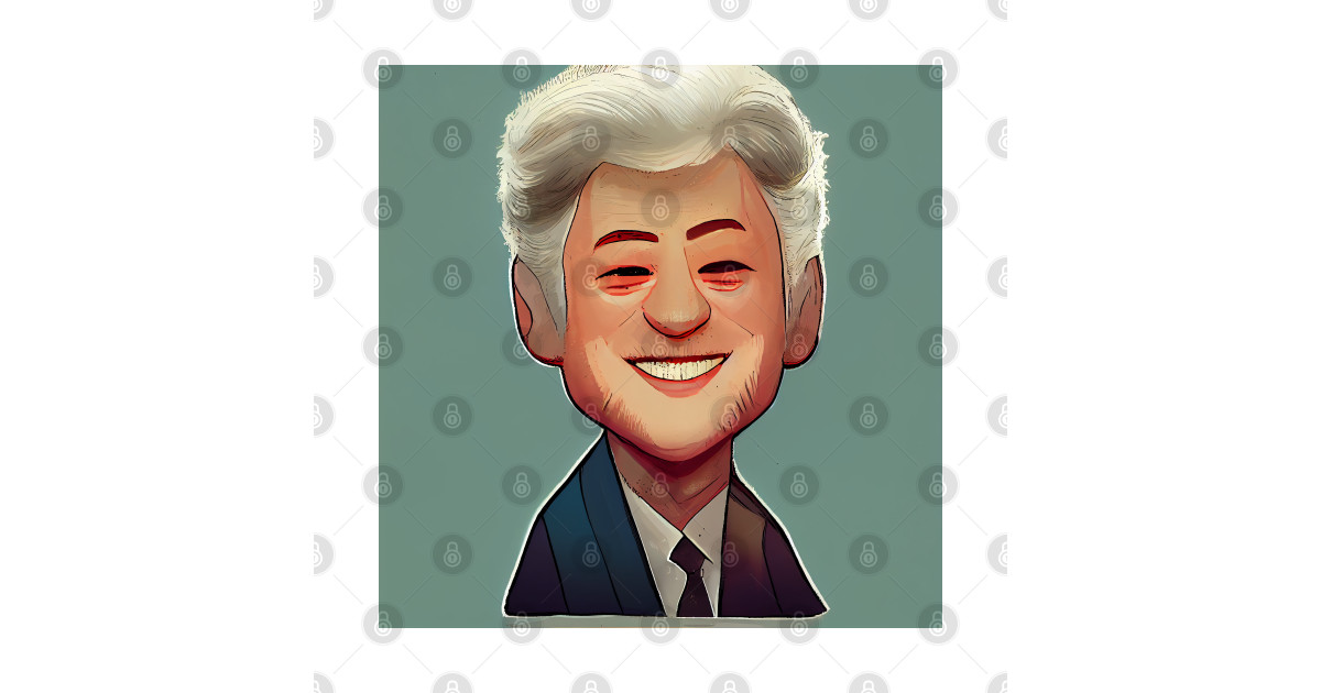 Bill Clinton | Cartoon Portrait - Bill Clinton - T-Shirt | TeePublic