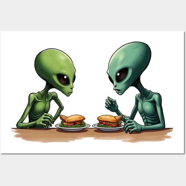 Cosmic Bite - Funny Alien Sandwich Cartoon Design - Alien Humor ...
