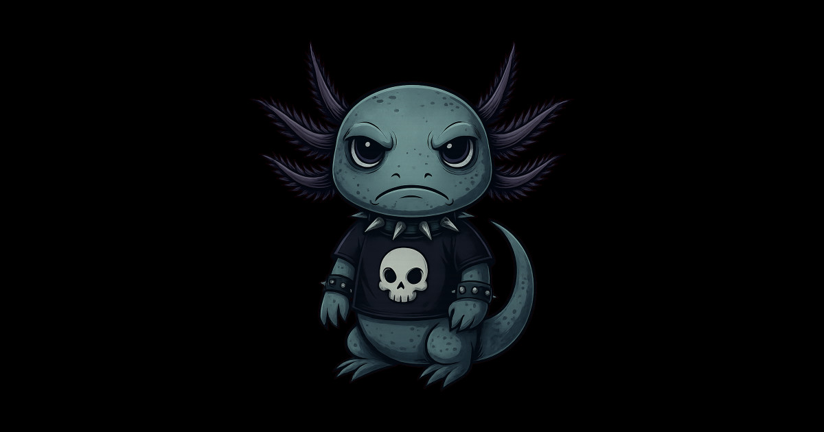 Cute Goth Axolotl Punk Rock Emo Lizard Shirt - Goth Axolotl - Sticker ...