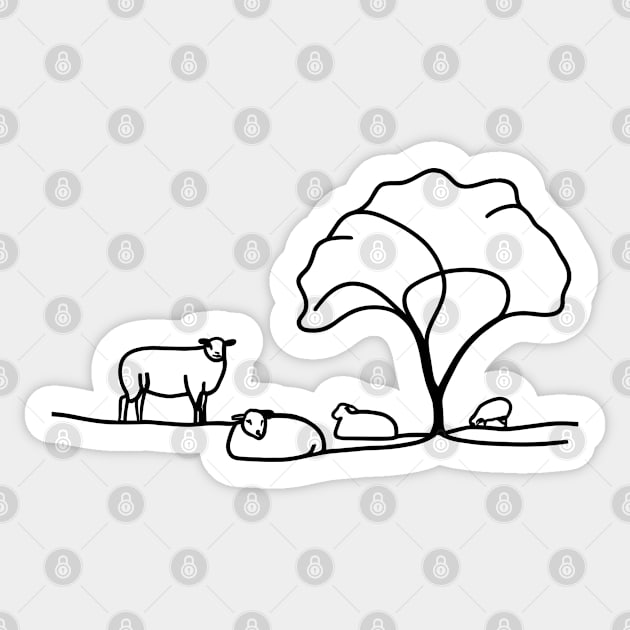 Sheep Line Drawing - Sheep - Sticker | TeePublic