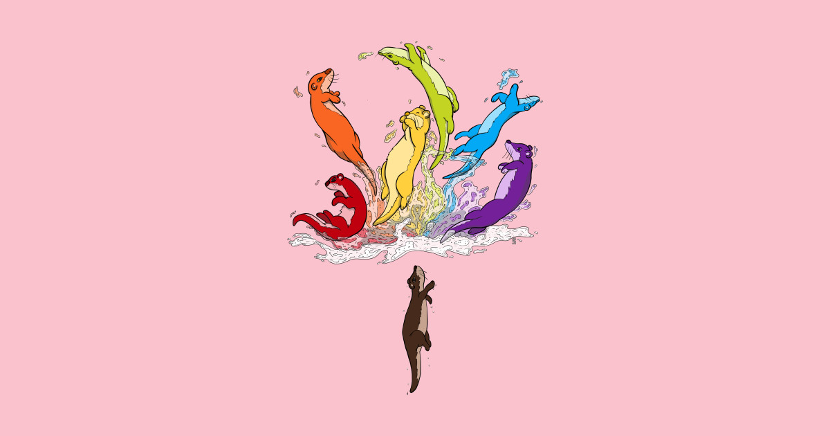 Rainbow Otters - Rainbow - Kids T-Shirt | TeePublic