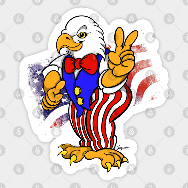 Patriotic Bald Eagle in Uncle Sam Costume - Bald Eagle - Sticker ...