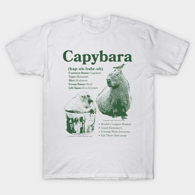 Vintage Capybara Infographic - Capybara - T-Shirt | TeePublic