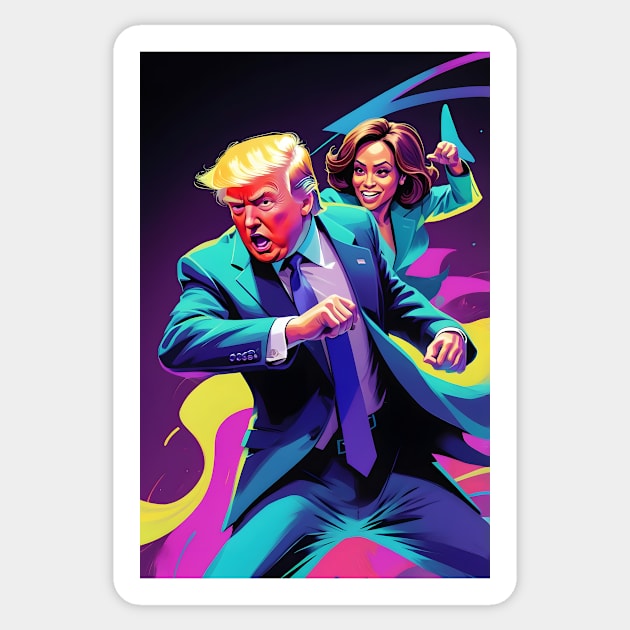 Donald Trump and Kamala Harris Neon-Style Design - Vibrant Political ...