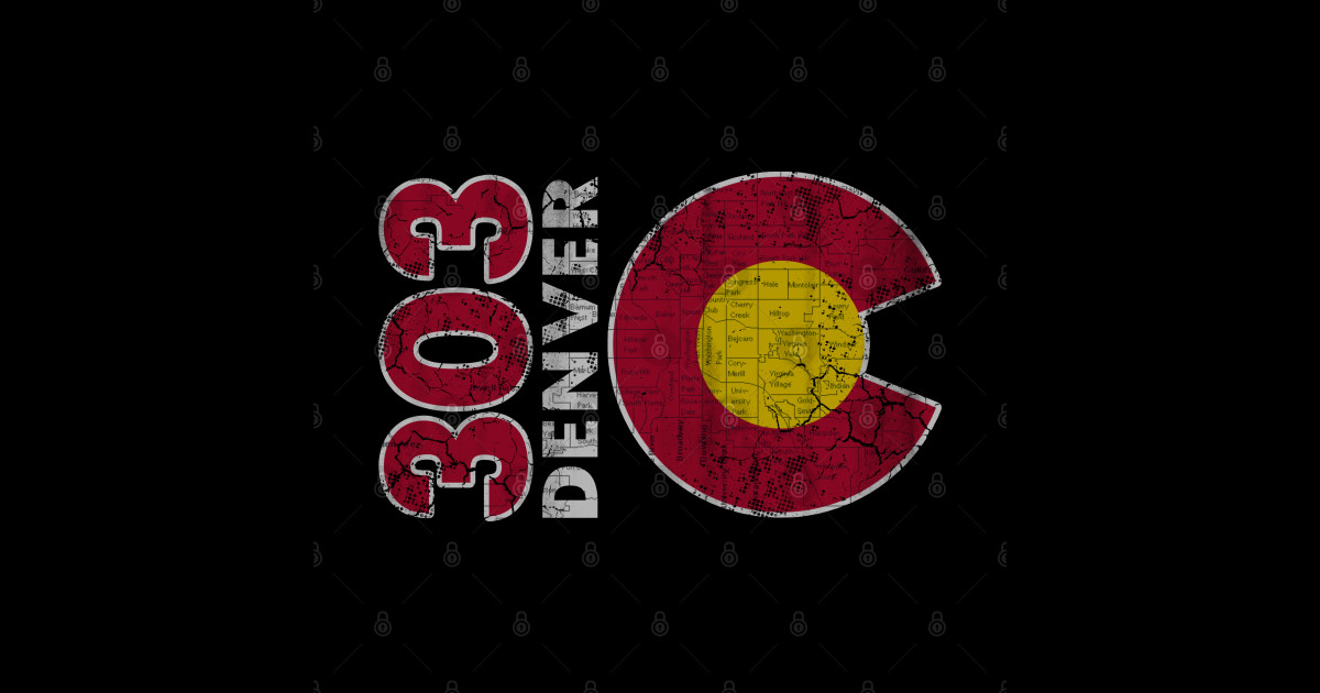 Retro 303 Denver Flag Map Colorado Home - Denver Colorado - Sticker ...