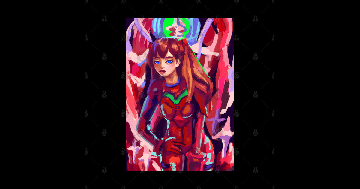 Asuka Langley Evangelion 90s Anime art - Asuka Langley Art - Sticker ...