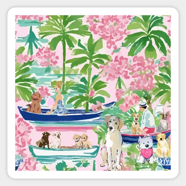 Summer outing, preppy seamless pattern - Preppy - Sticker | TeePublic