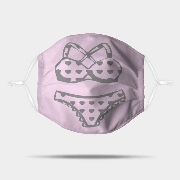 The Cute Kawaii Bikini Swimsuit Design In Grey Swimsuit Design Bikini Mask Teepublic