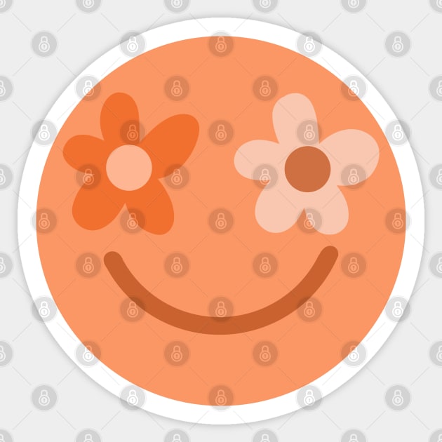 Orange Happy Face - Happy - Sticker | TeePublic