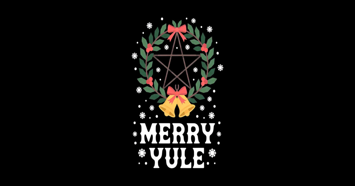 Pagan Winter Solstice Merry Yule Pentagram Wreath Celebration - Pagan ...
