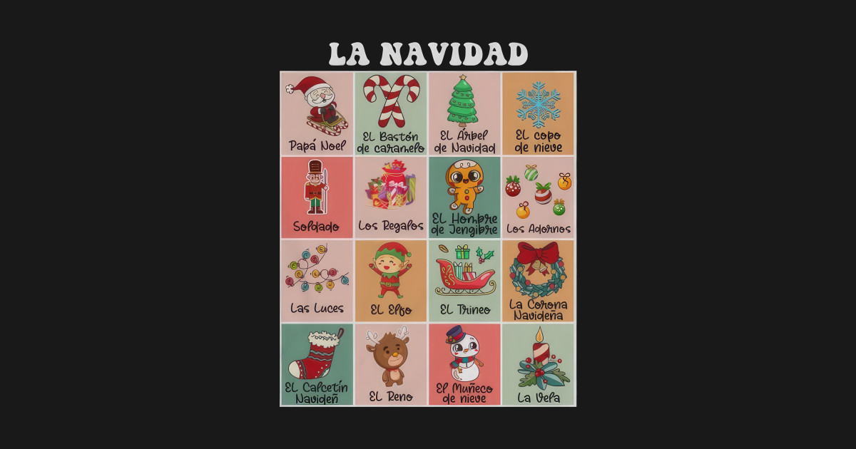 Cute La Navidad Christmas Vocabulary Art - Spanish Christmas Words - T ...