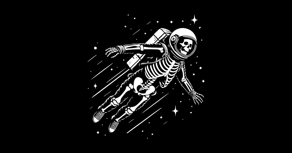 skeleton flying in the cosmos - Skeleton - Sticker | TeePublic