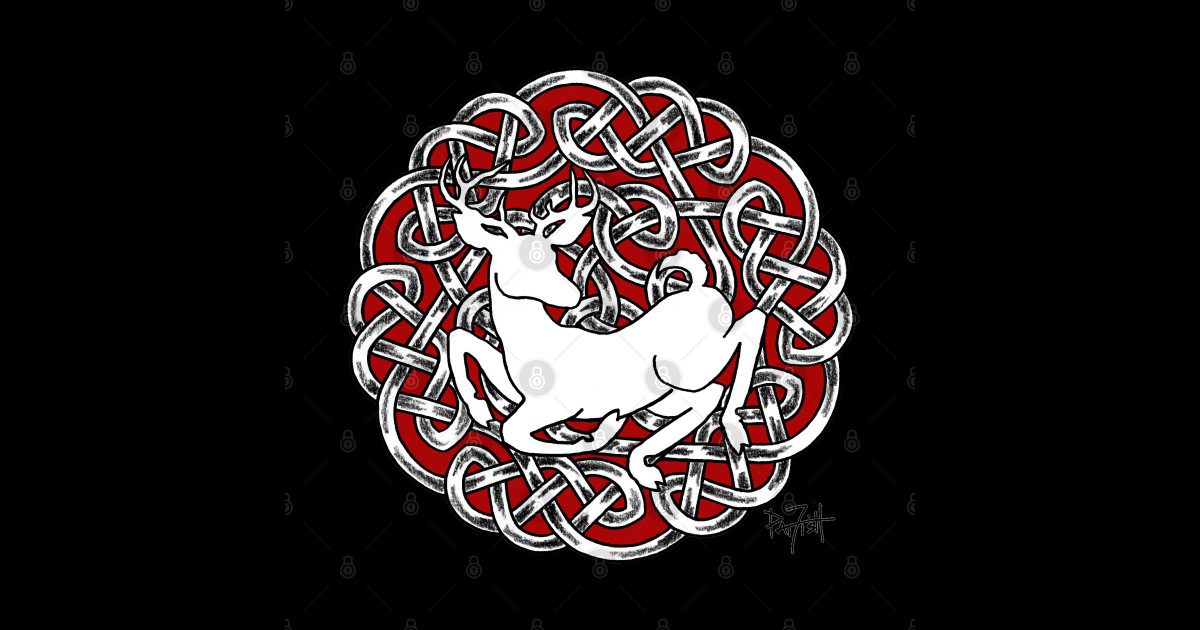 The White Hart Stag Celtic Heraldic shield - White Hart - T-Shirt ...