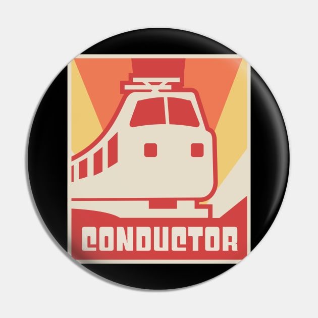 Retro Vintage Rail Crew Railroad Train Conductor - Conductor - Pin ...