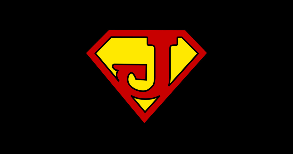 Superhero Symbol Letter J - Superman Symbol Letter J - Sticker | TeePublic