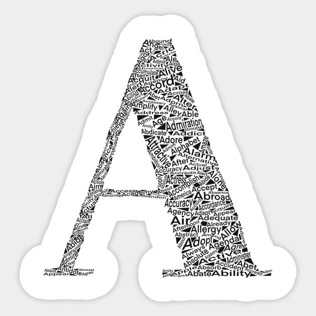 Letter A - Dictionary - Sticker | TeePublic