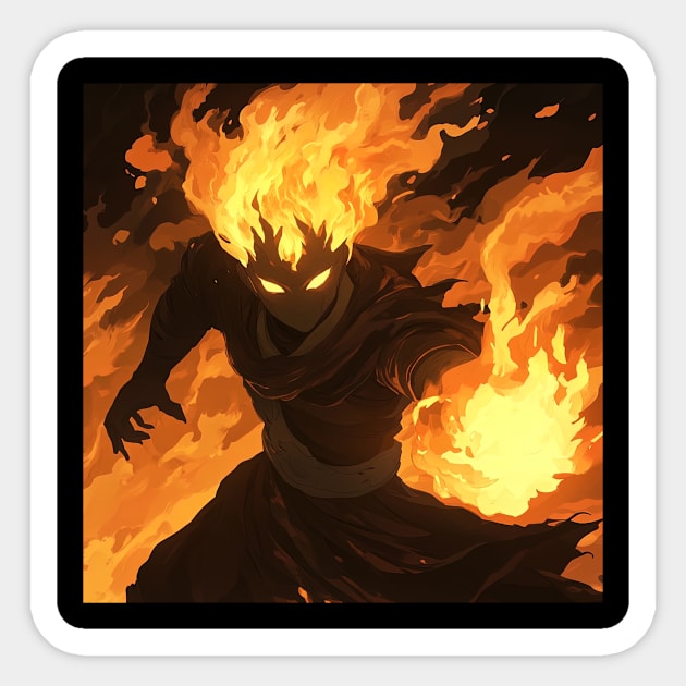 God of fire | Anime style - God Of Fire - Sticker | TeePublic