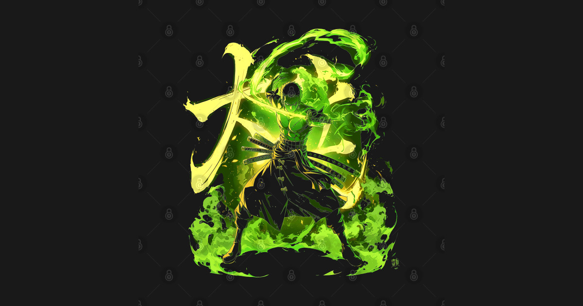 Roronoa Zoro Powerful Warrior Pose - Roronoa Zoro - T-Shirt | TeePublic