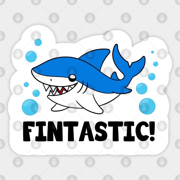 Cute Fintastic Shark - Shark - Sticker | TeePublic