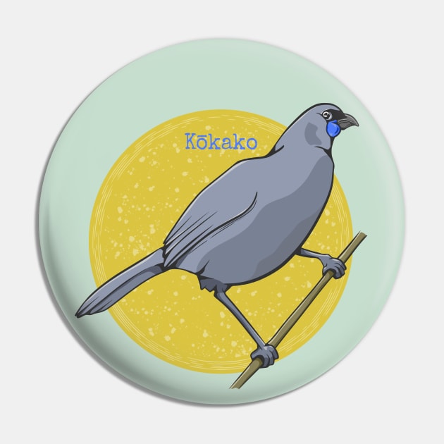 Kokako New Zealand Bird - Kokako - Pin | TeePublic