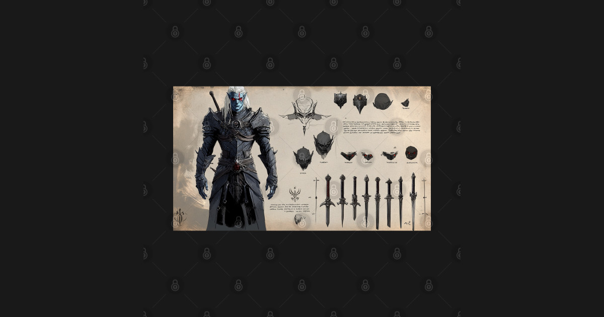 DnD Drow Infographic With Notes - Fantasy Artwork - T-Shirt | TeePublic