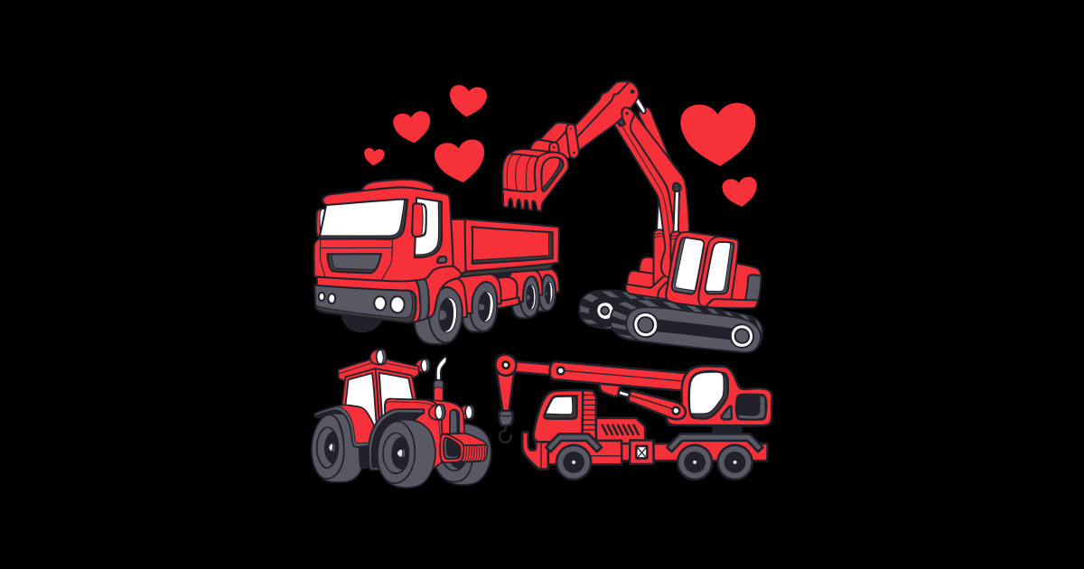 Valentines Day Construction Trucks Funny Boys Kids Toddler - Valentines ...
