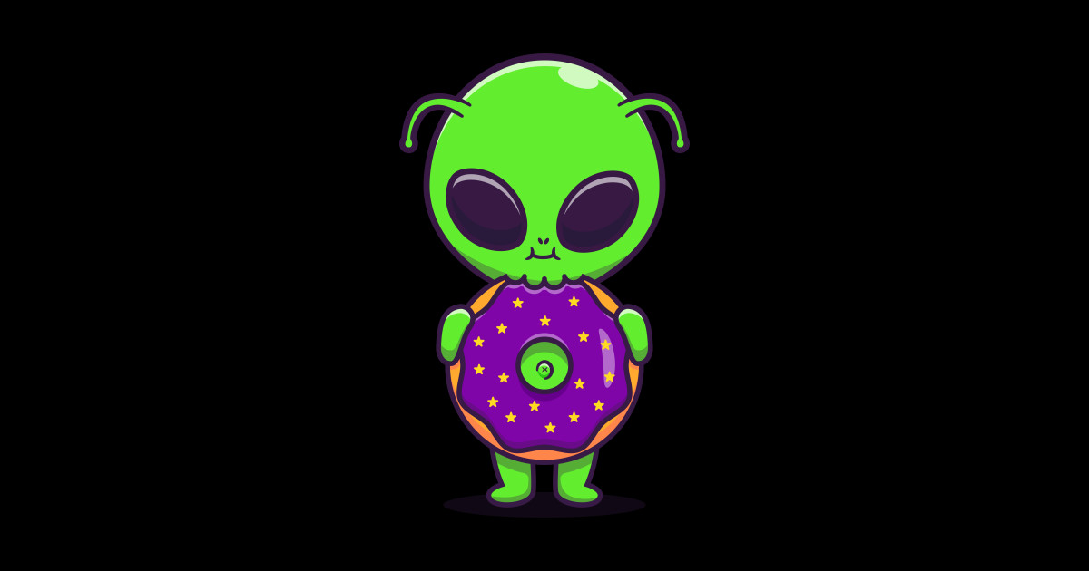 Cute Alien Eating Doughnut Cartoon - Cute Alien Eating Doughnut Cartoon ...