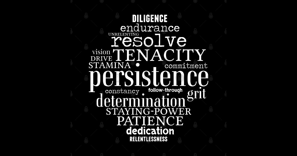 Persistence Inspirational Word Cloud Text Art - Motivational Words ...