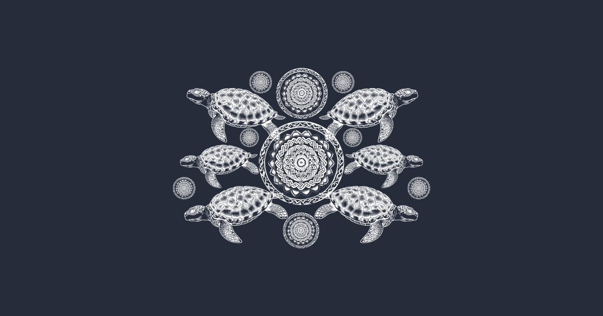 Sea Turtles Batik style mandala - Turtles - T-Shirt | TeePublic