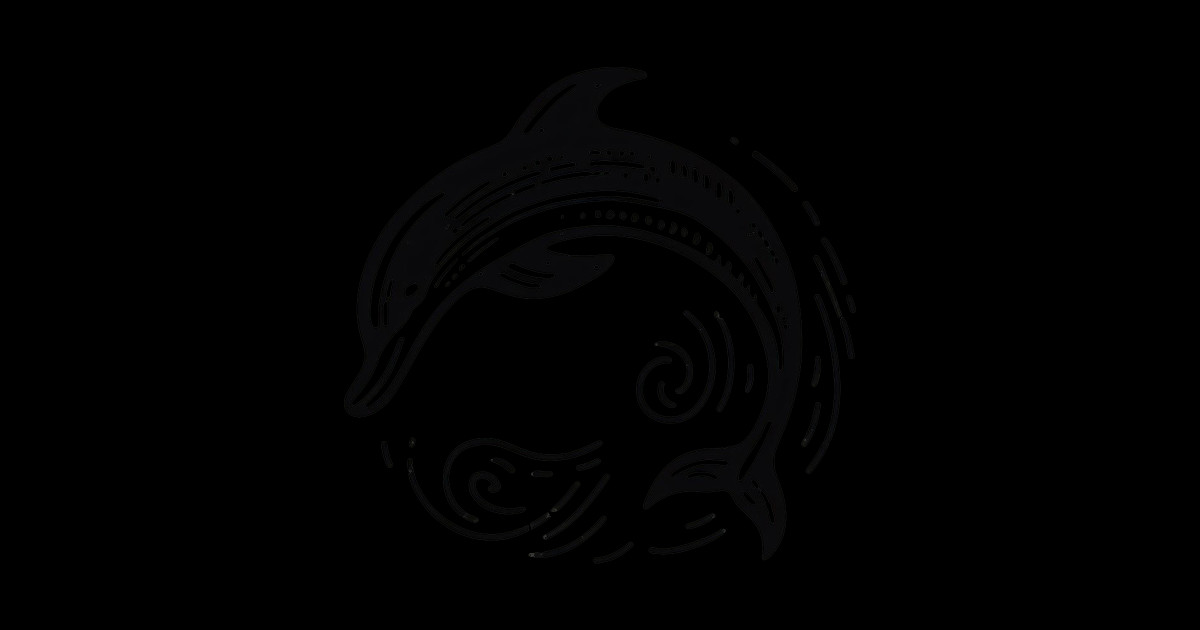 Stick Figure of a Dolphin in Black Ink - Stick Figure Dolphin - Sticker ...