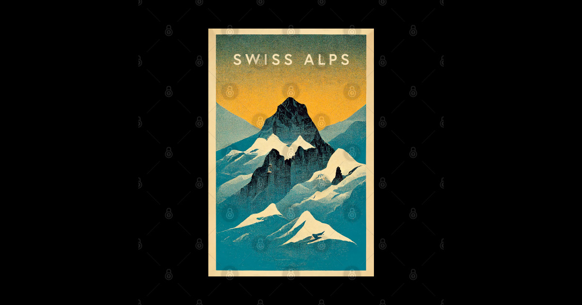Swiss Alps Retro Travel - Swiss Alps - Sticker | TeePublic