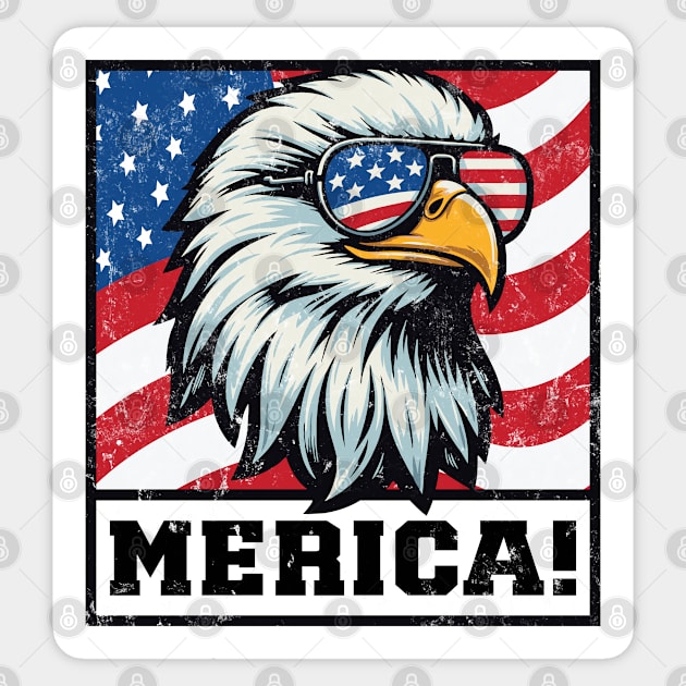 Merica Flag Eagle - 4th Of July - 4th Of July - Sticker | TeePublic