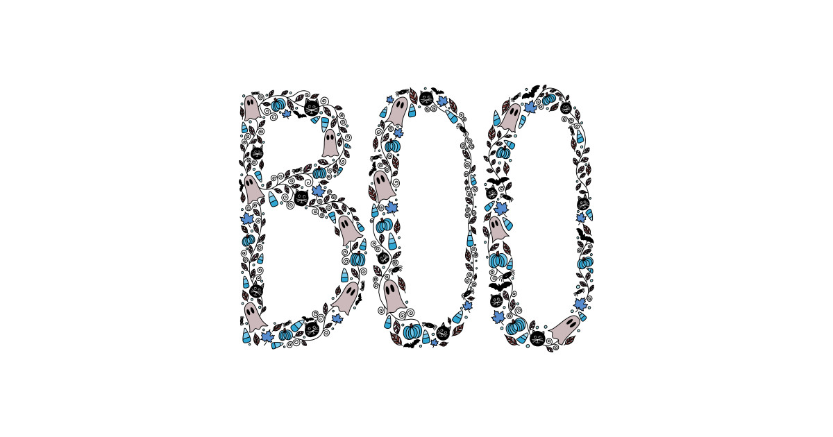 Halloween Boo Line Art - Blue - Halloween - T-Shirt | TeePublic