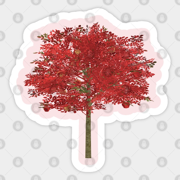Red Apple Tree - Red Tree - Sticker | TeePublic