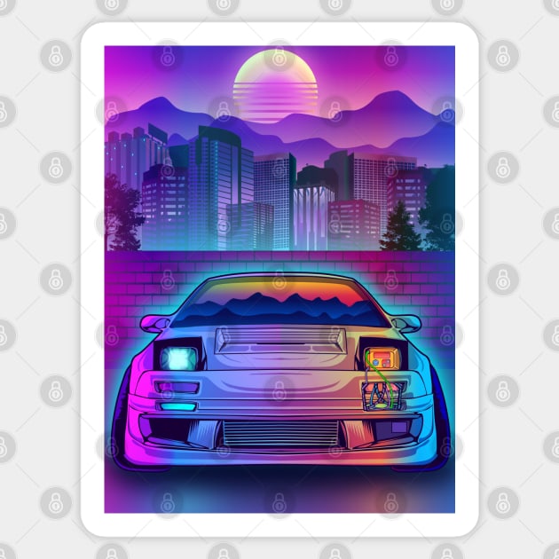 Neon Mazda RX7 Miata Synthwave - Mazda Miata - Sticker | TeePublic