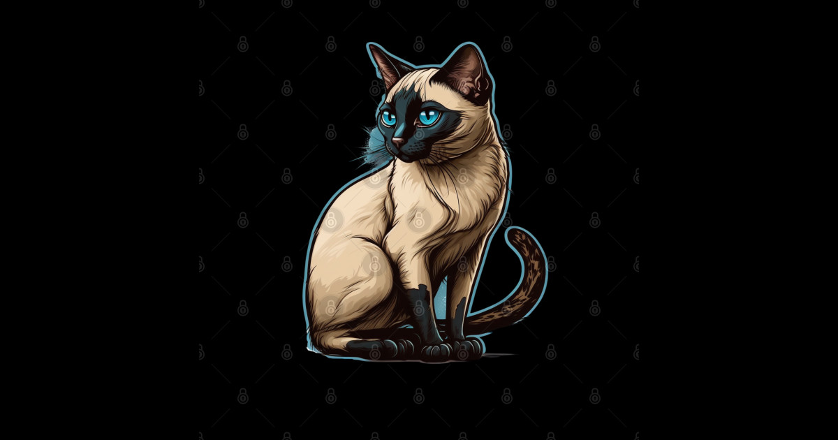 siamese&meow - Siamese Cat Designs - Sticker | TeePublic