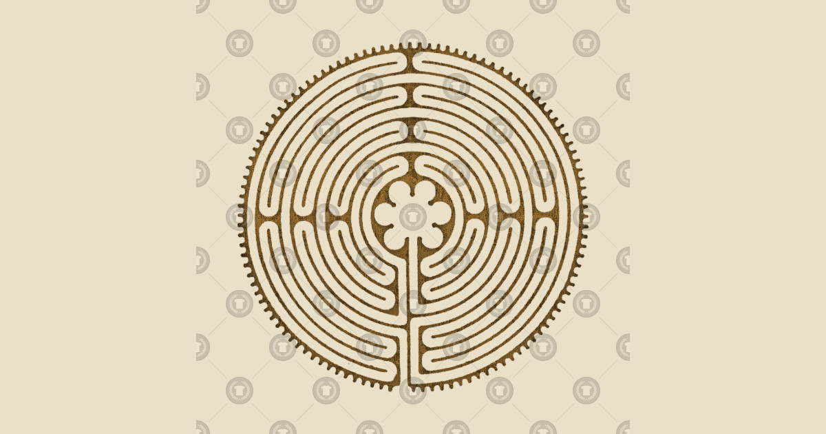 CHARTRES Labyrinth - Antique Metal Style Symbol - Chartres Labyrinth ...