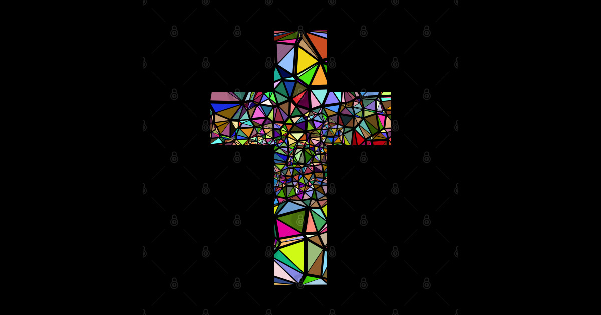 Stained Glass Rainbow Cross - Cross - Sticker | TeePublic