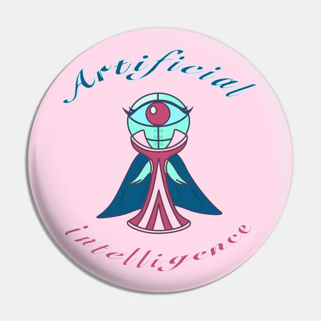Ms. AI (Artificial Intelligence) - Pink Background - Artificial Intelligence - Pin | TeePublic