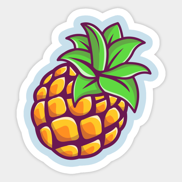 Floating Pineapple Cartoon - Floating Pineapple Cartoon - Sticker ...