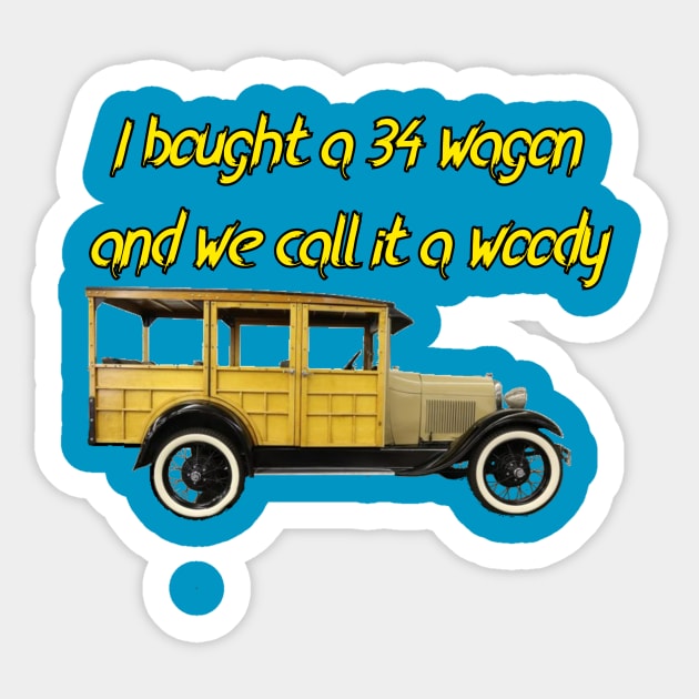 34 Woody Wagon - Beach Boys - Sticker | TeePublic