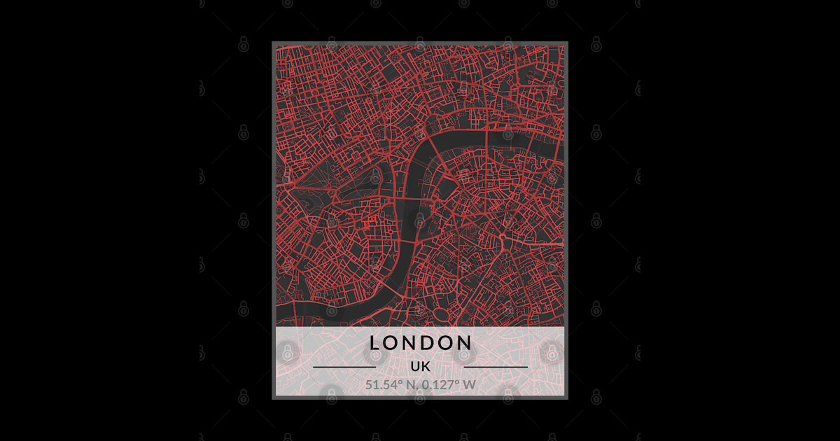 London Minimalist Map Art (Red and Black) - London Map - Posters and ...