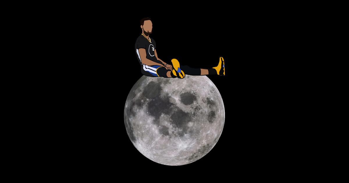 Steph Curry Sitting on the Moon - Golden State Warriors - Nba - Sticker ...
