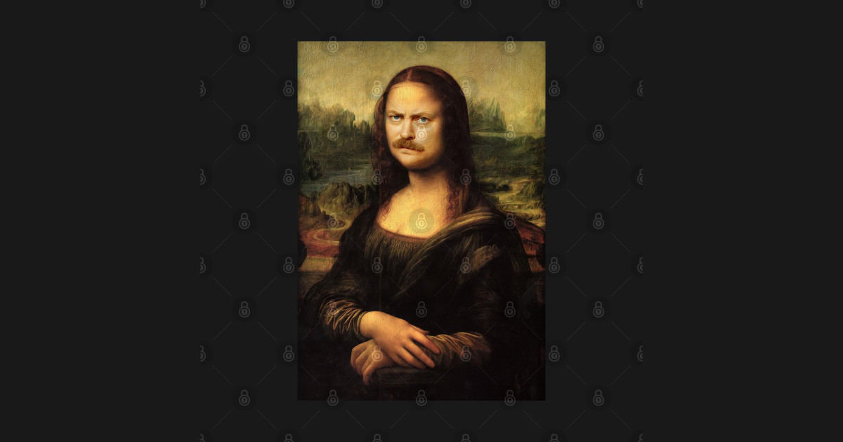 Ron Swanson Mona Lisa - Parks And Rec - T-Shirt | TeePublic