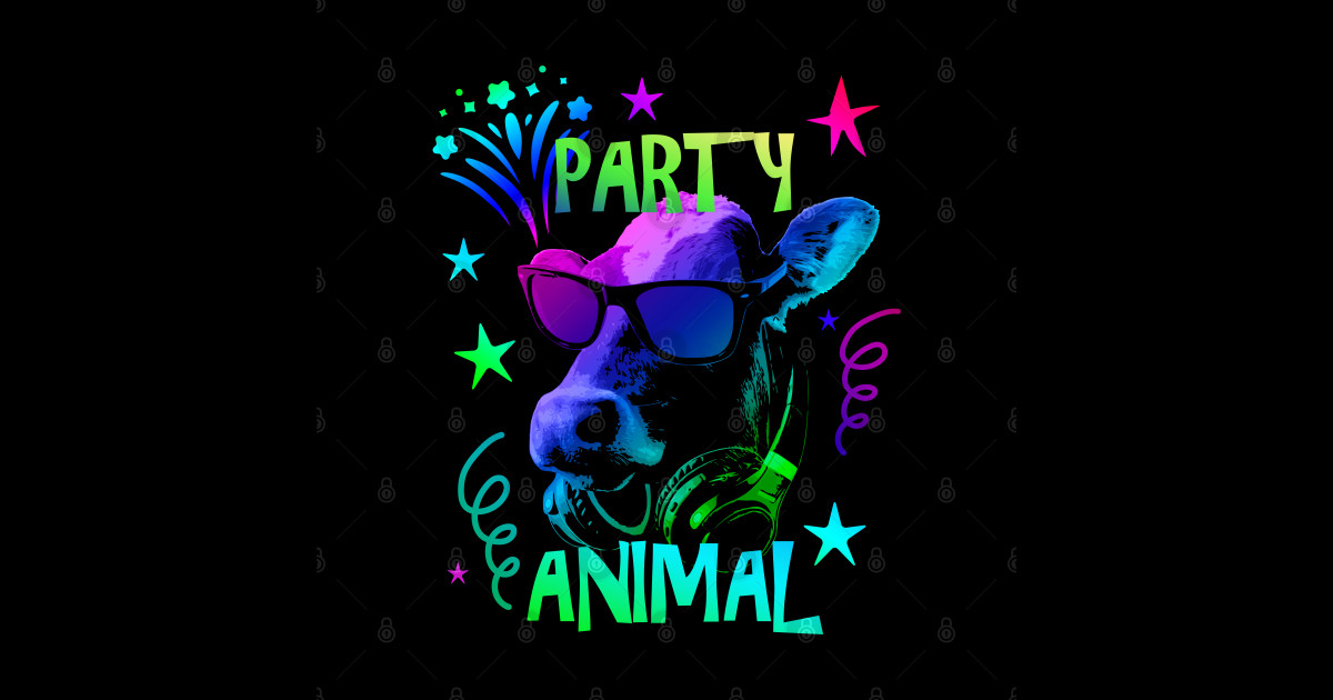 Cow Party Animal - Cow - Sticker | TeePublic