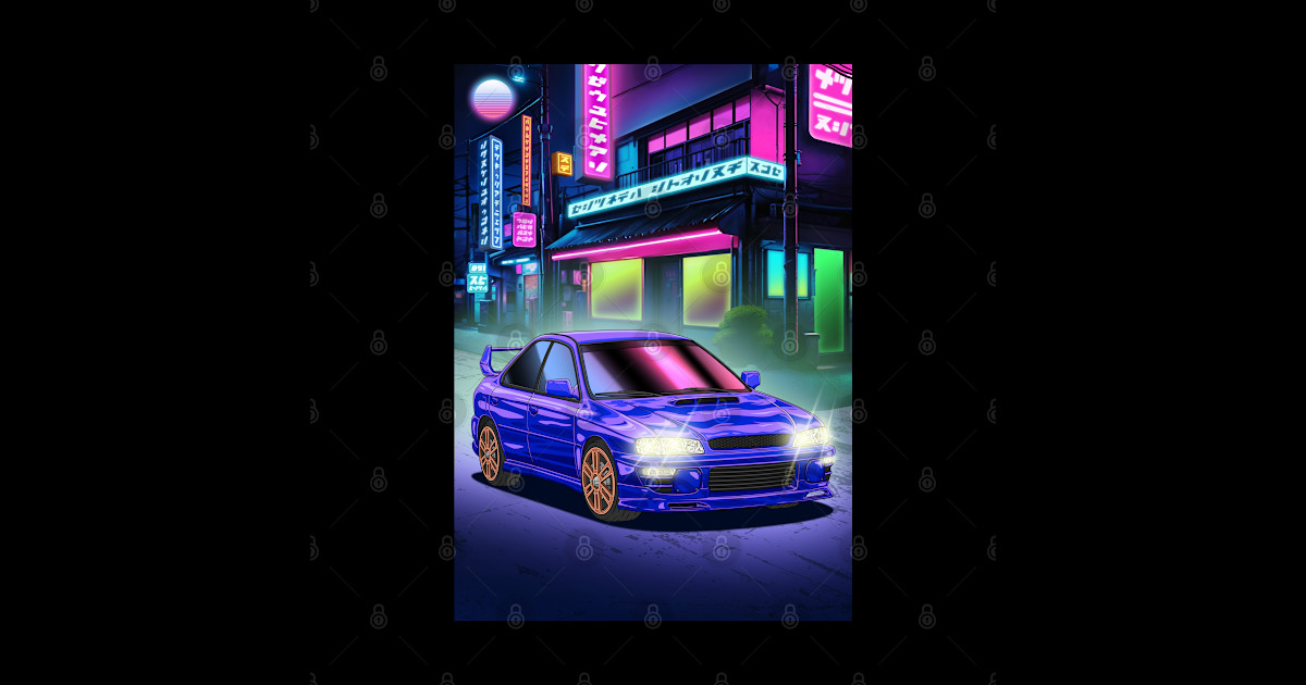Blue Subaru Impreza WRX 22B Neon Night - Subaru Impreza - Posters and ...