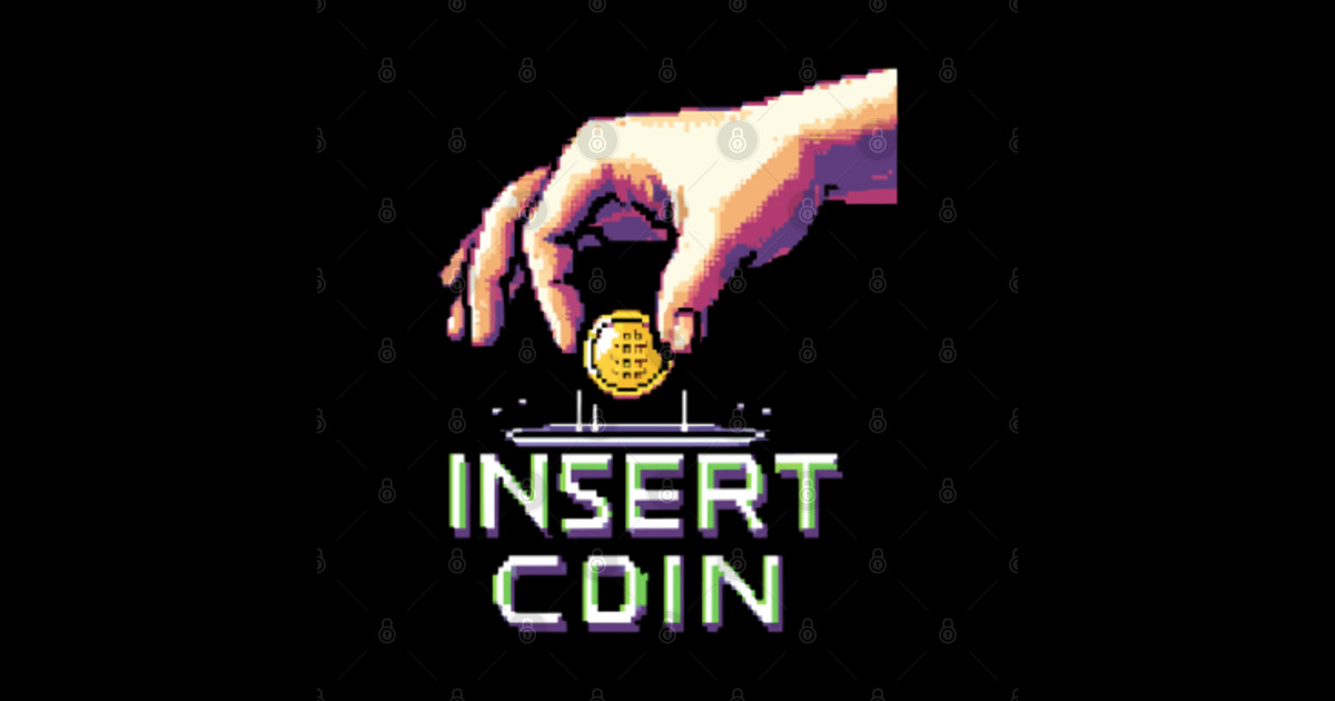 Insert Coin - 80s retro gaming pixel art - Insert Coin - Sticker ...