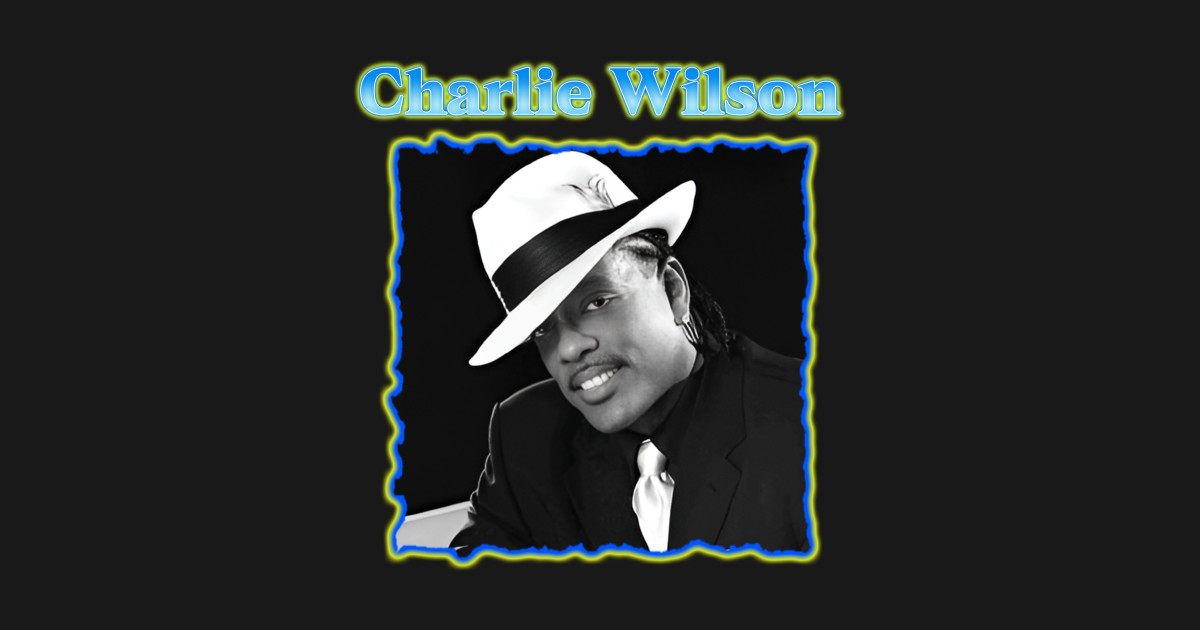 Black And White Charlie Face With Glow Frame - Charlie Wilson - T-Shirt ...