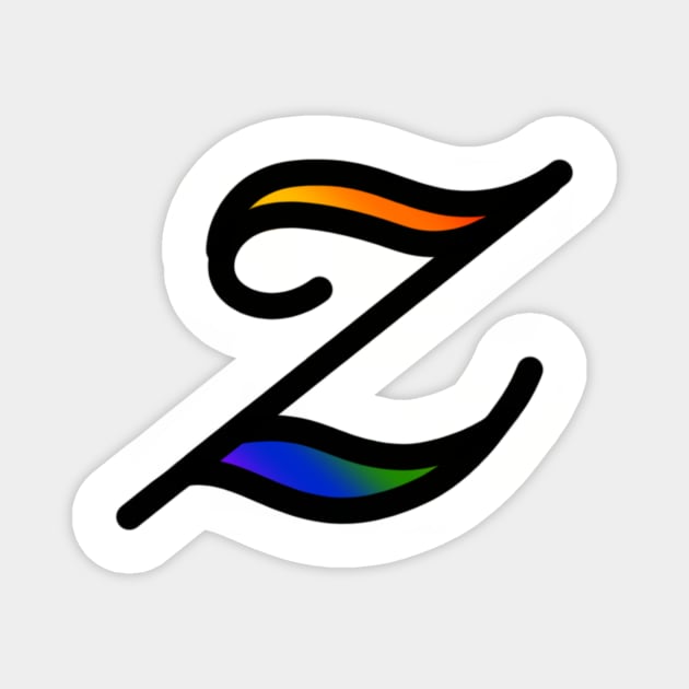 Rainbow Cursive Letter Z - Monogram - Magnet | TeePublic